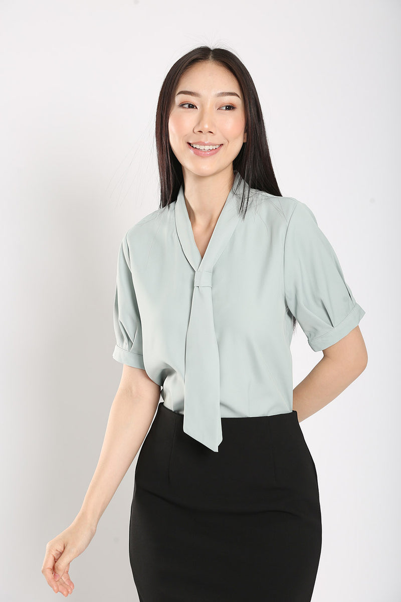 Suzette Blouse in Dust Blue – JULY Fashion