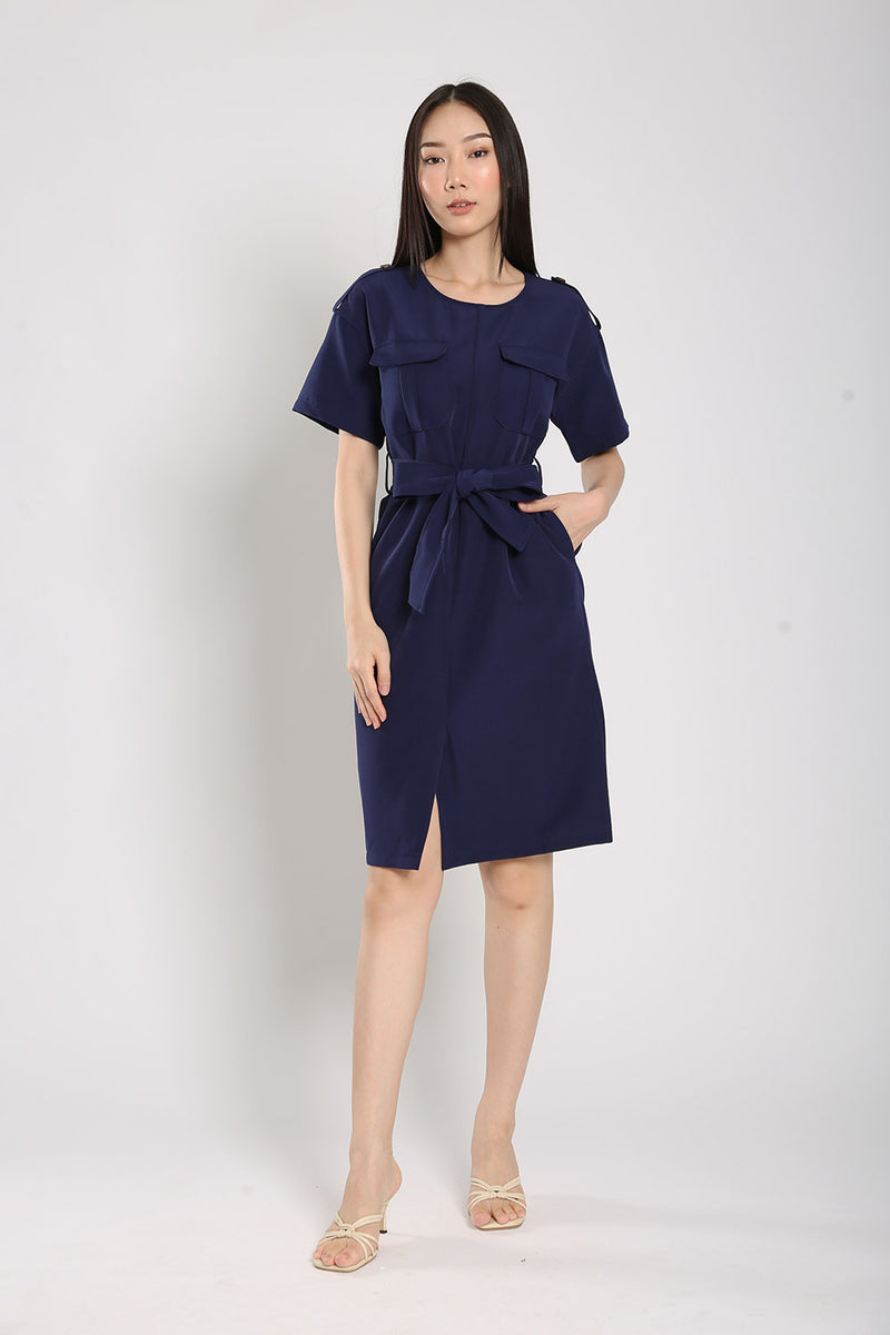 Merrel Midi Dress in Navy Blue – JULY Fashion